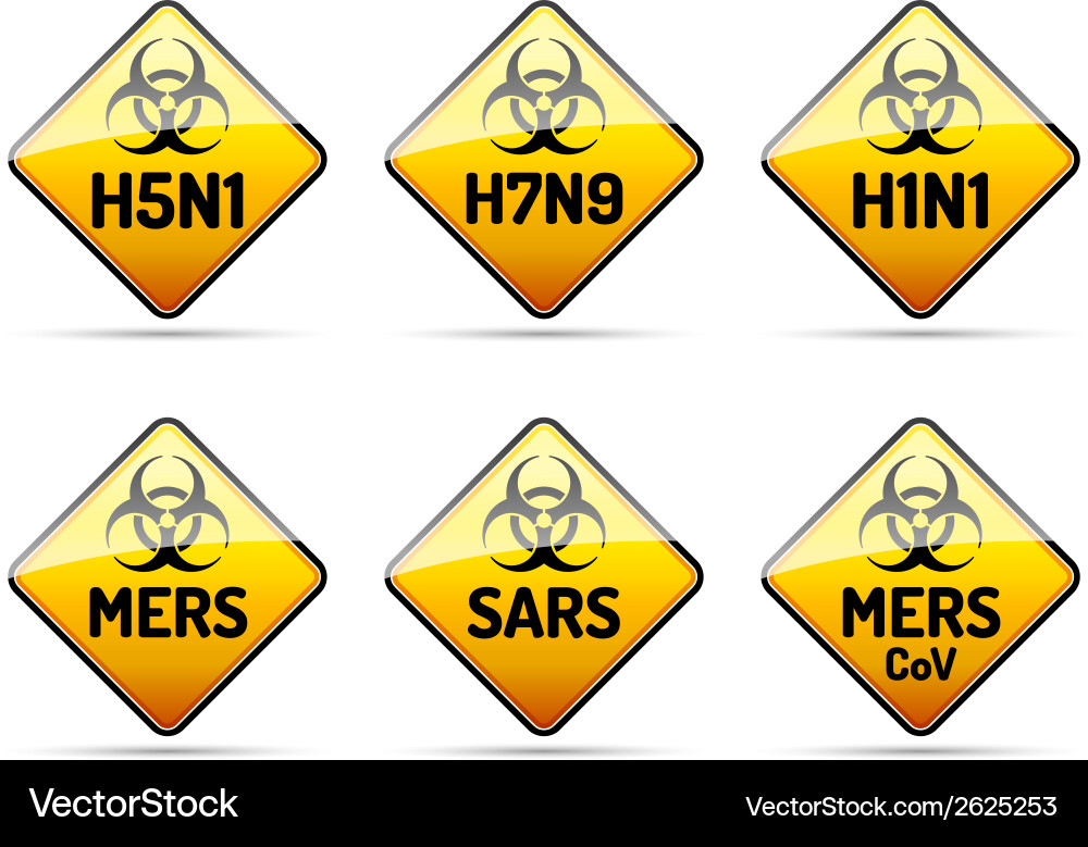 MERS SARS H5N1 Biohazard virus sign Royalty Free Vector
