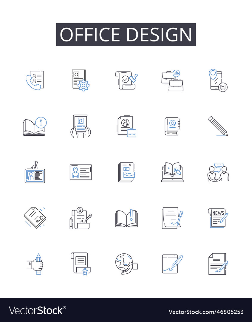Office design line icons collection home decor Vector Image Office design line icons collection home decor Vector Image