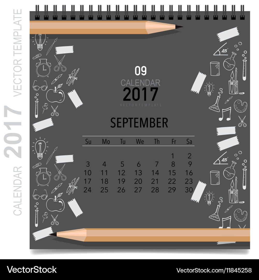 2017 calendar planner design monthly calendar Vector Image