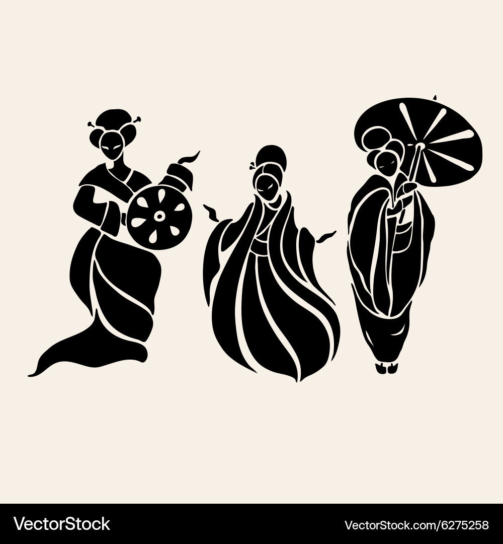 Beautiful chinese women Royalty Free Vector Image