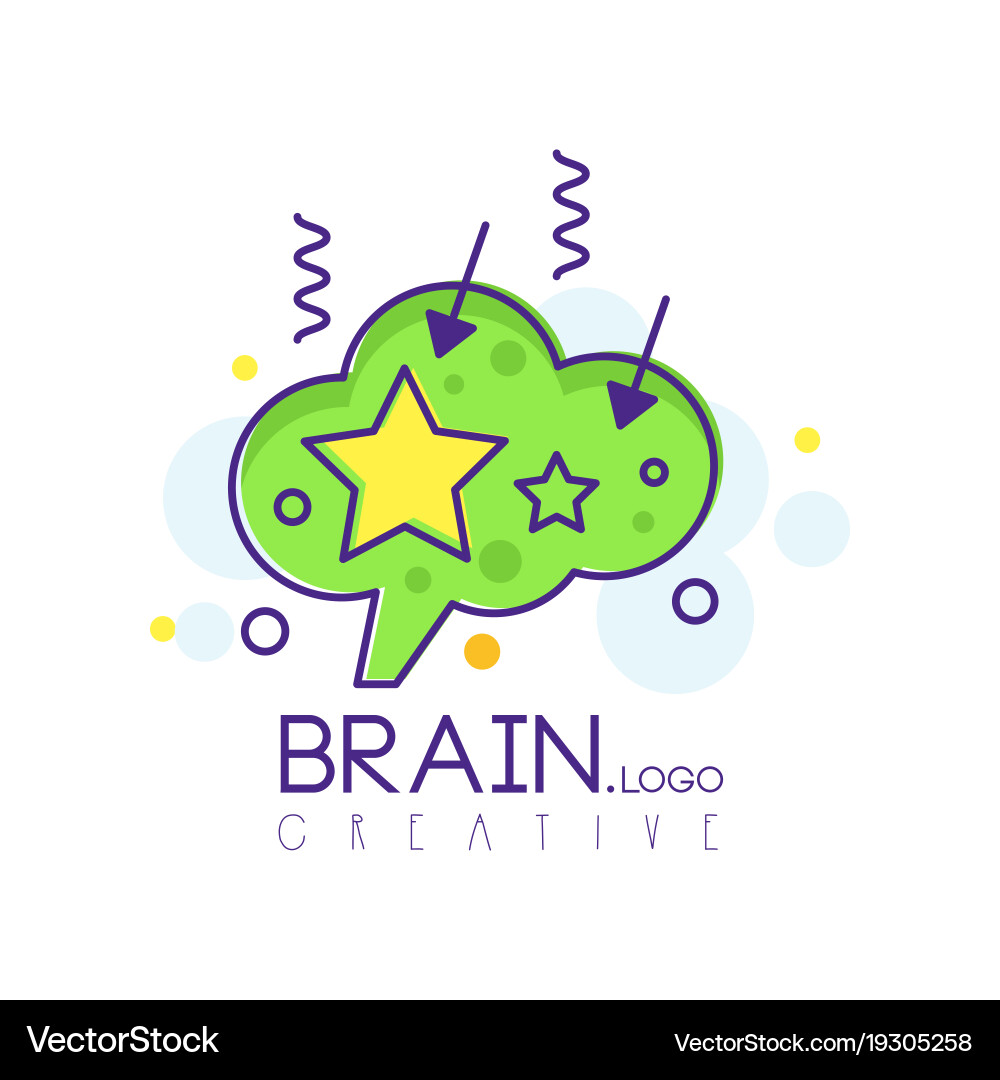 Brain logo in line style with green fill Vector Image