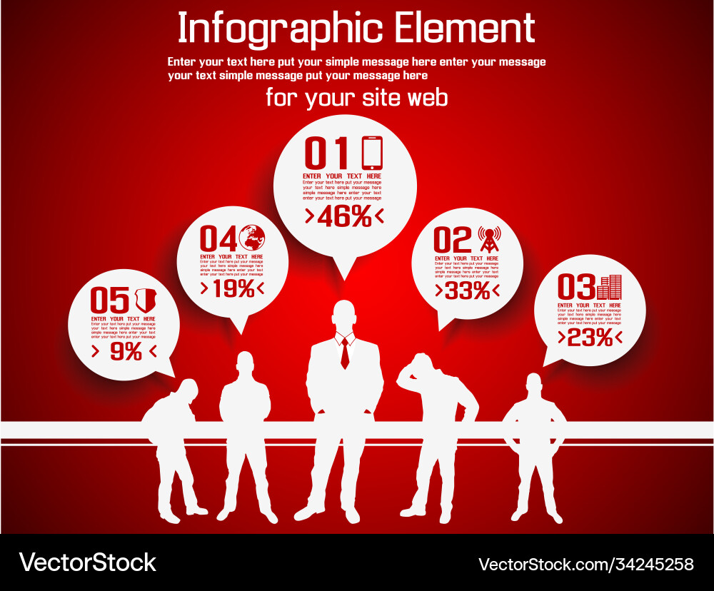 Business man modern infographic red 2 Royalty Free Vector