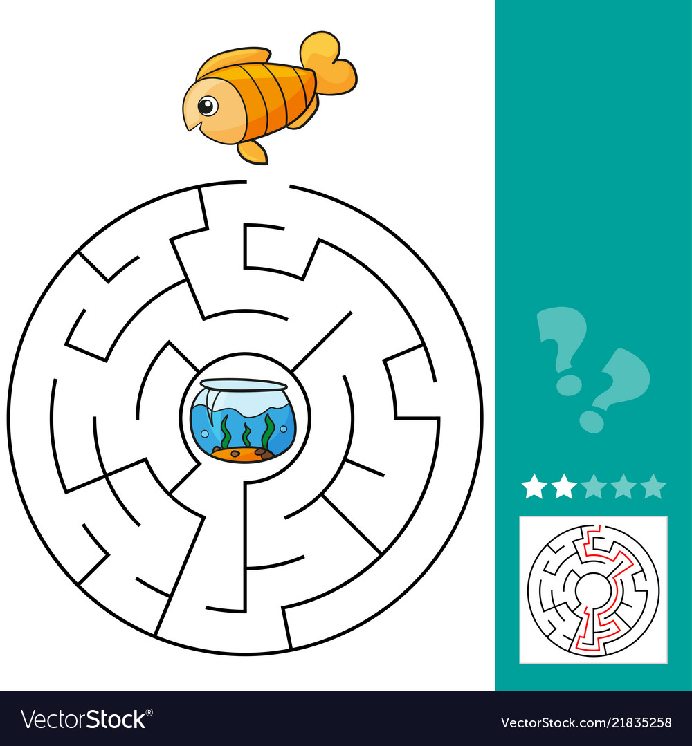 Cute fish educational maze game Royalty Free Vector Image