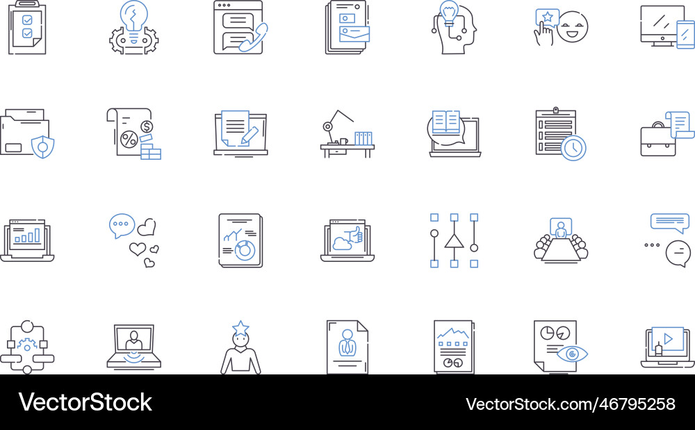 Electronic media line icons collection streaming Vector Image