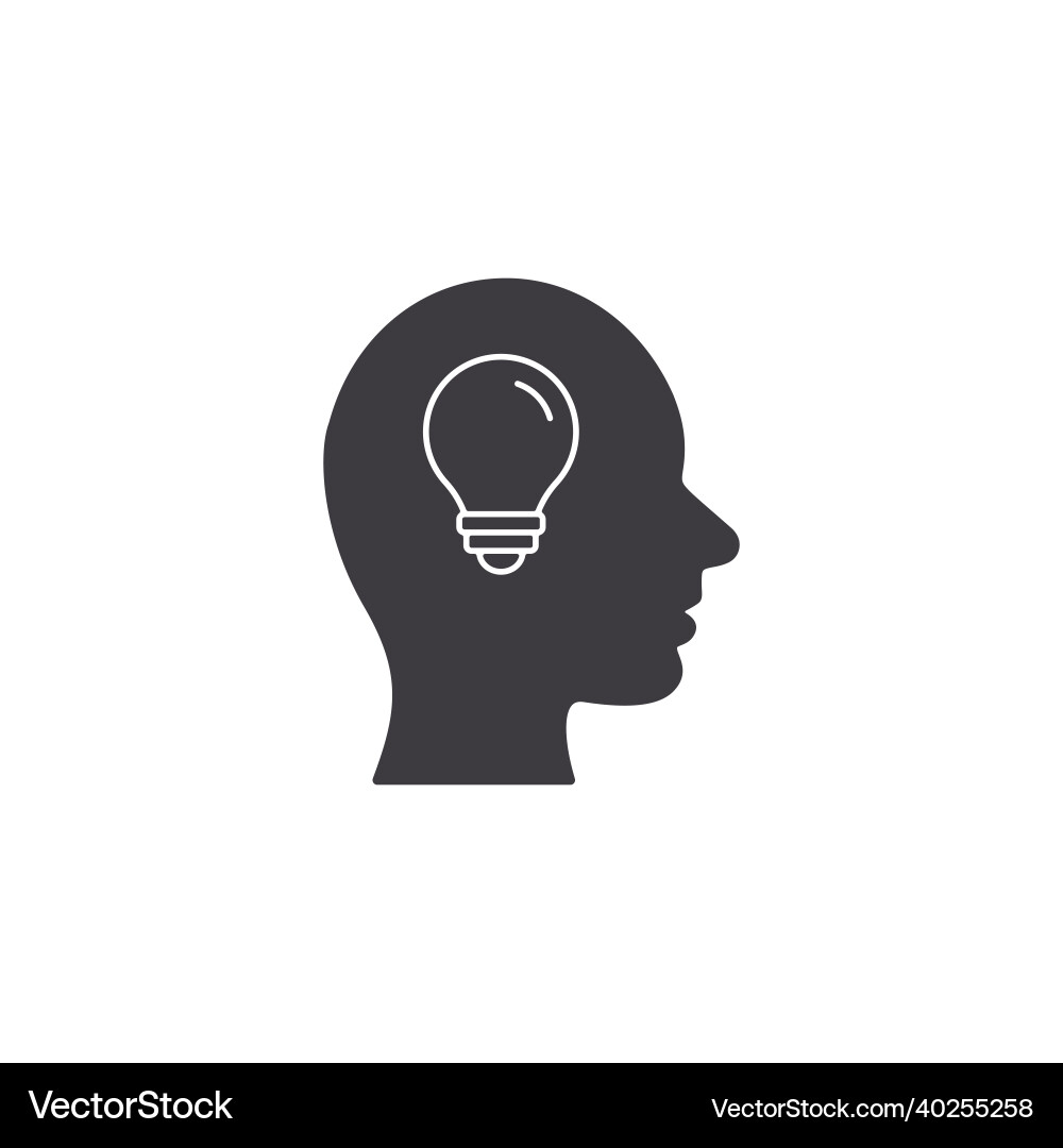 Head with lamp bulb icon human idea symbol Vector Image