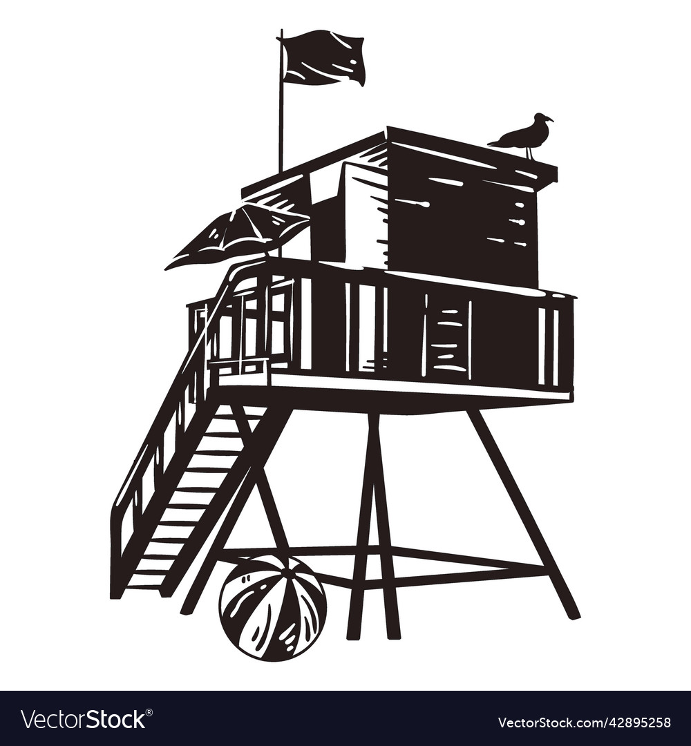 Lifeguard tower beach high quality Royalty Free Vector Image