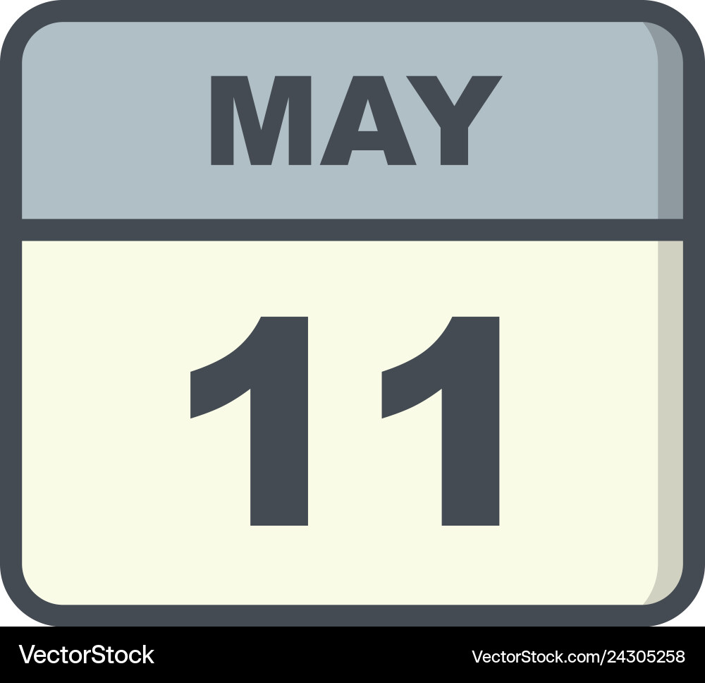 May 11th date on a single day calendar Royalty Free Vector