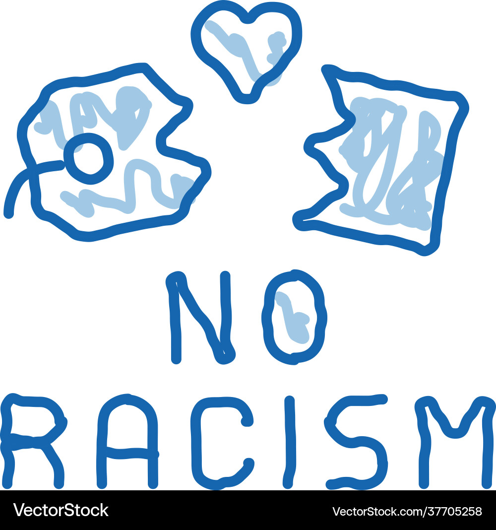 No racism torn label doodle icon hand drawn Vector Image