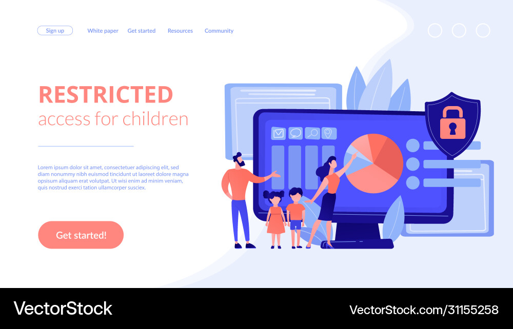 Parental control software concept landing page Vector Image