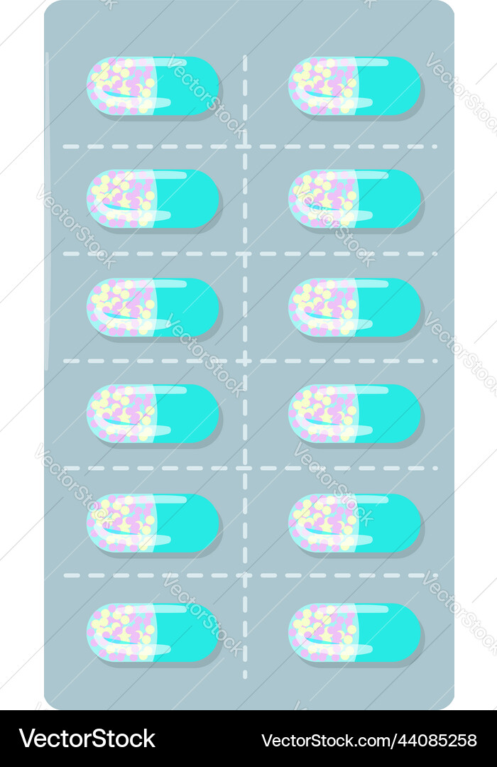 Pill pack icon cartoon medicine tablet Royalty Free Vector
