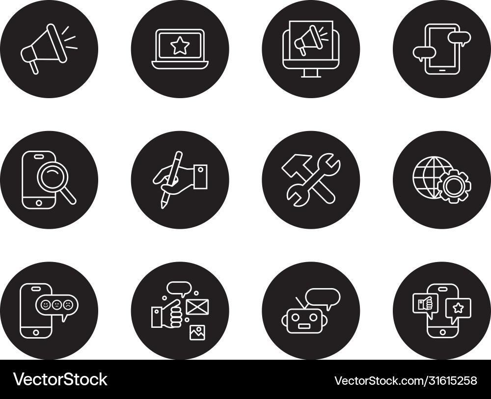 Set digital contents icons Royalty Free Vector Image