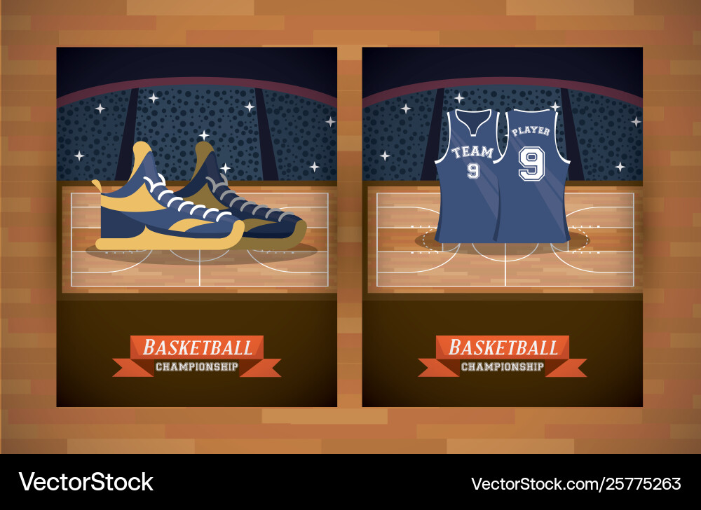 Basketball sport set cards Royalty Free Vector Image