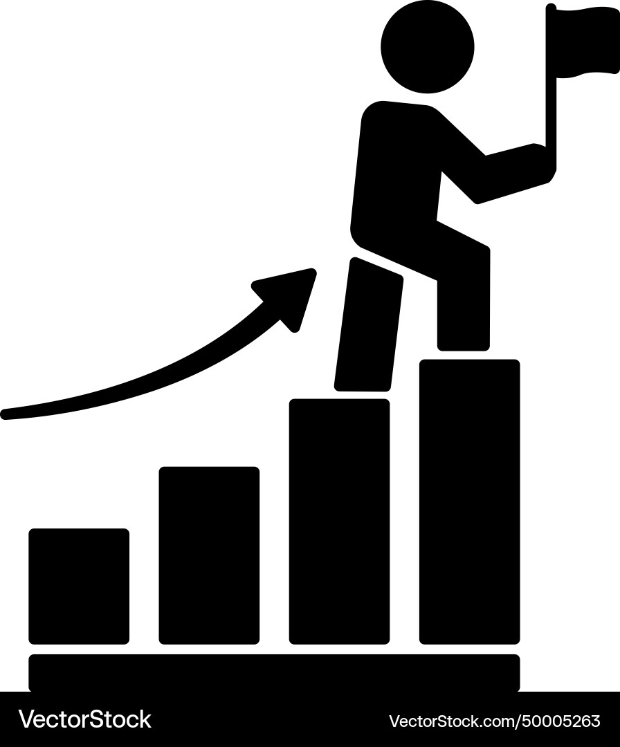 Black icon of success a man Royalty Free Vector Image