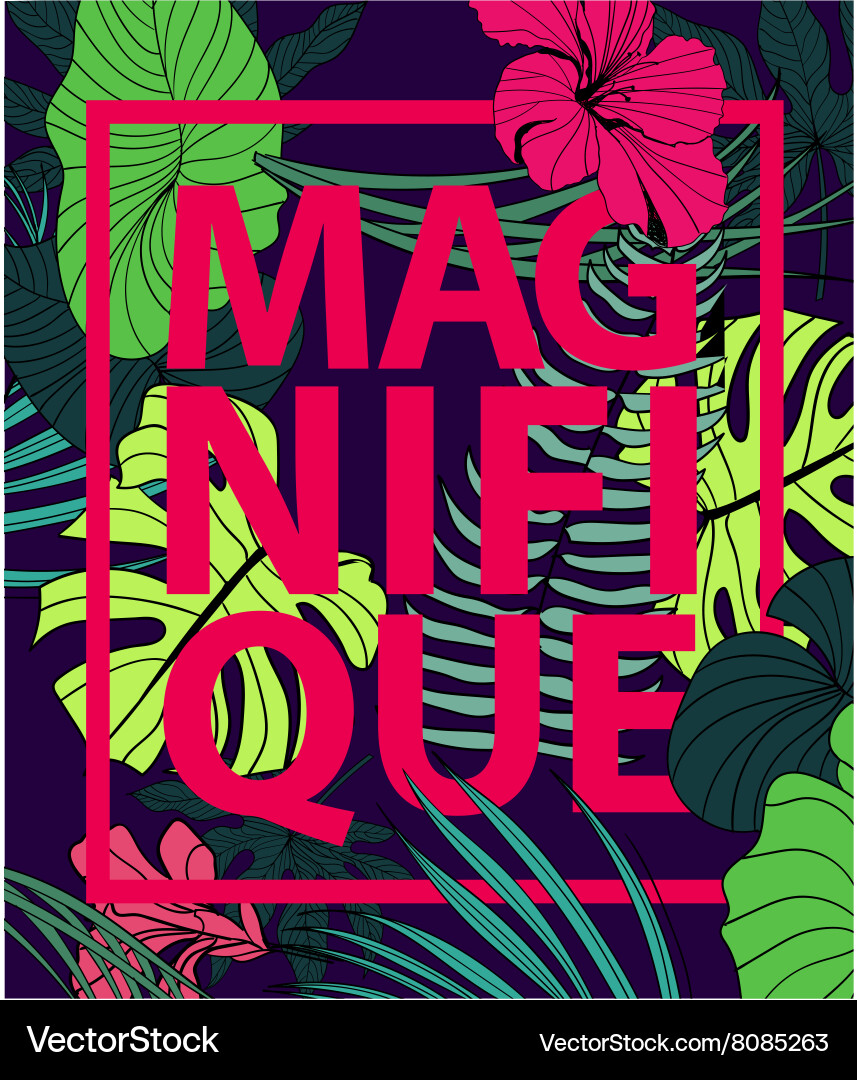 Colorful tropical quote in square frame Royalty Free Vector