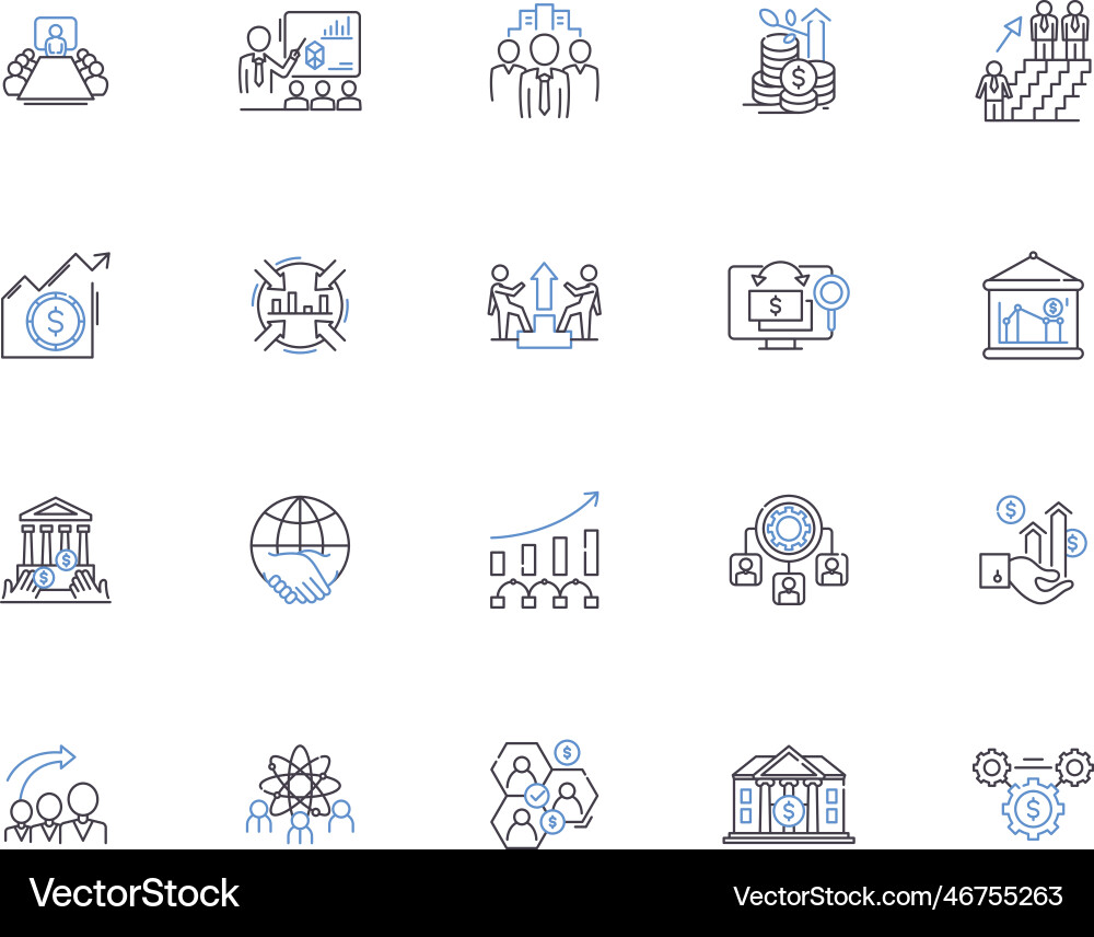 Company system outline icons collection Royalty Free Vector