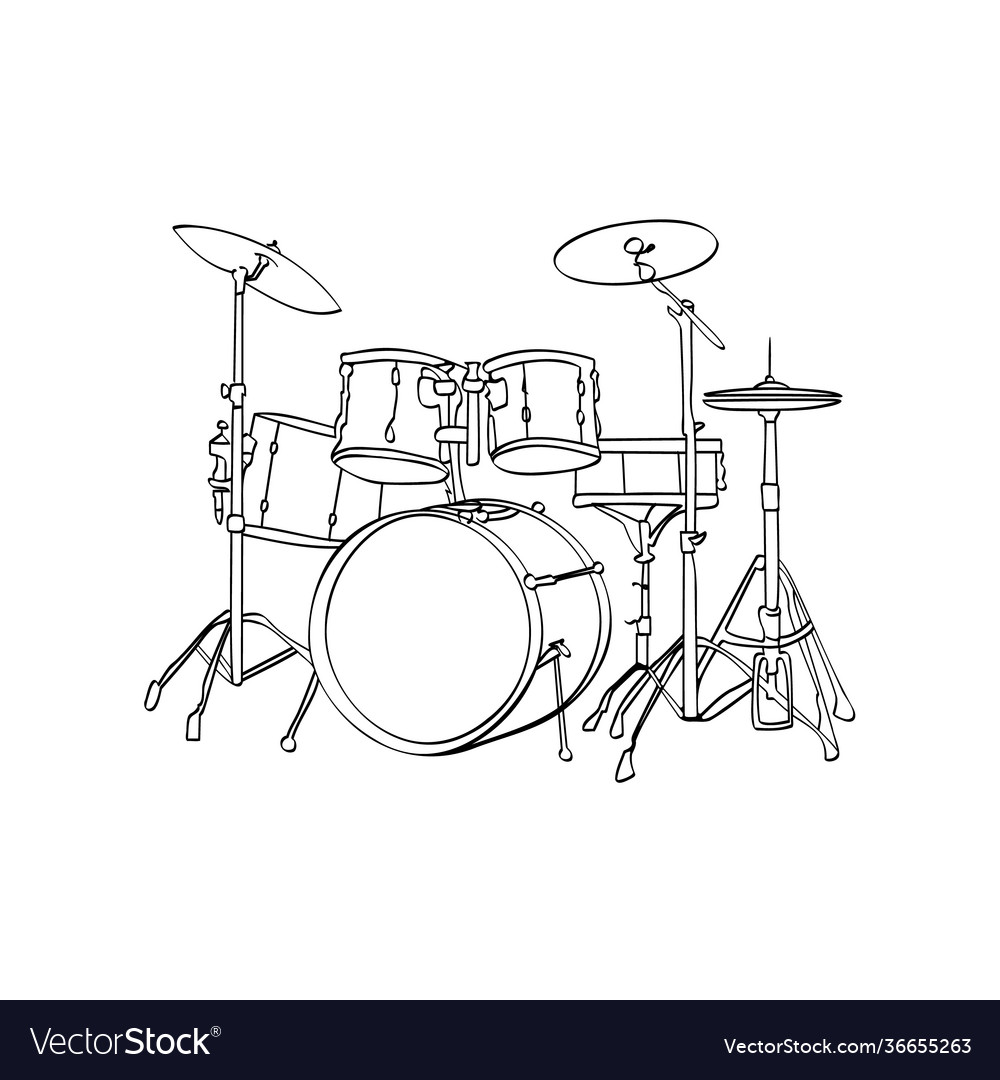 Drawn drum kit Royalty Free Vector Image - VectorStock