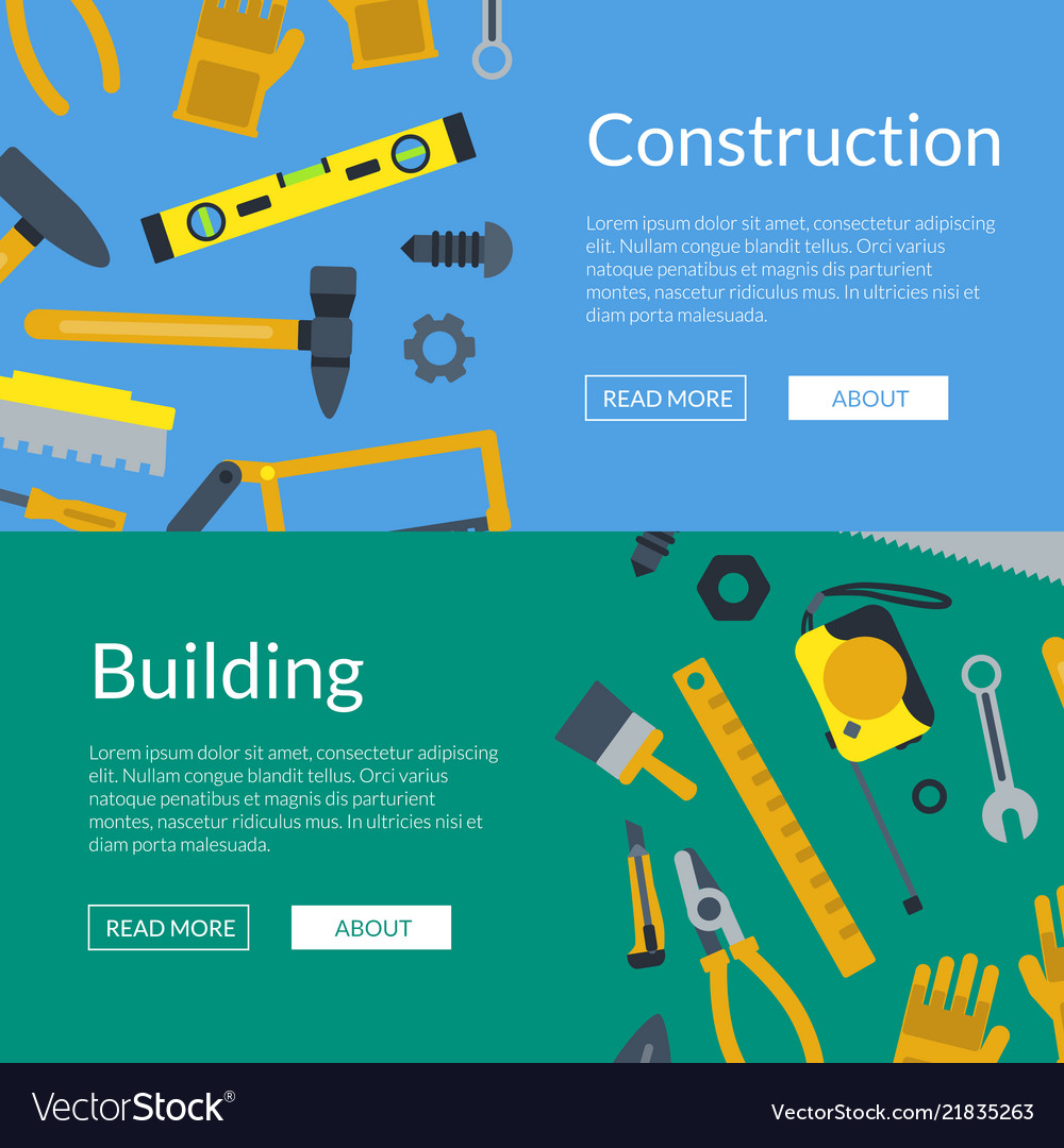 Flat construction tools web banner Royalty Free Vector Image Flat construction tools web banner Royalty Free Vector Image