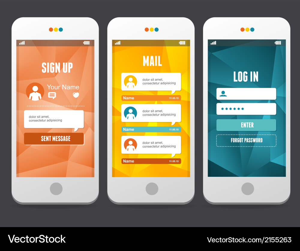 Flat web elements login forms Royalty Free Vector Image