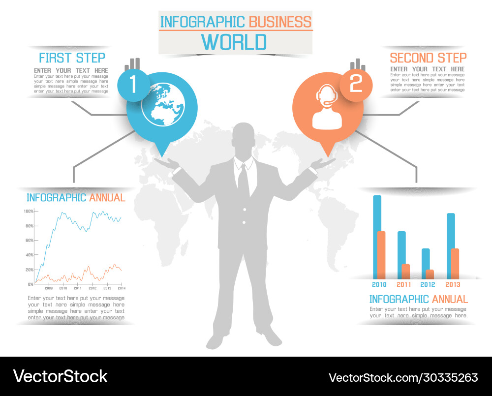 Infographic business world blue Royalty Free Vector Image