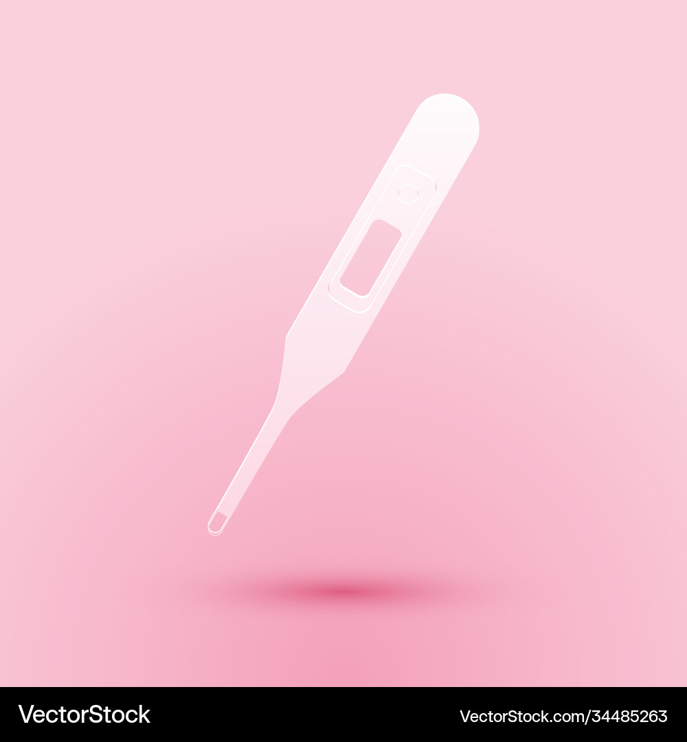 Paper cut medical digital thermometer Royalty Free Vector