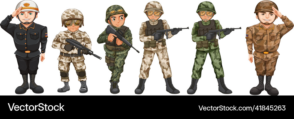 People in military uniforms Royalty Free Vector Image