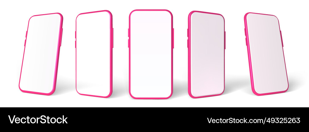 Pink smartphone mockup in 3d style Royalty Free Vector Image