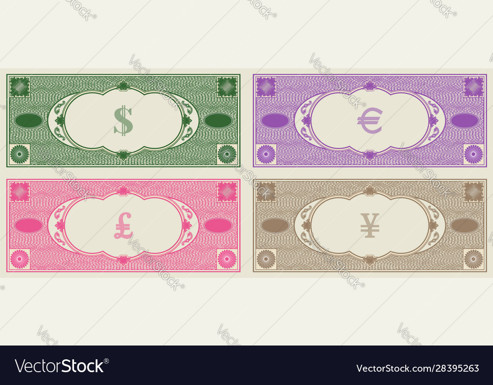 Sample banknotes without face value with signs Vector Image