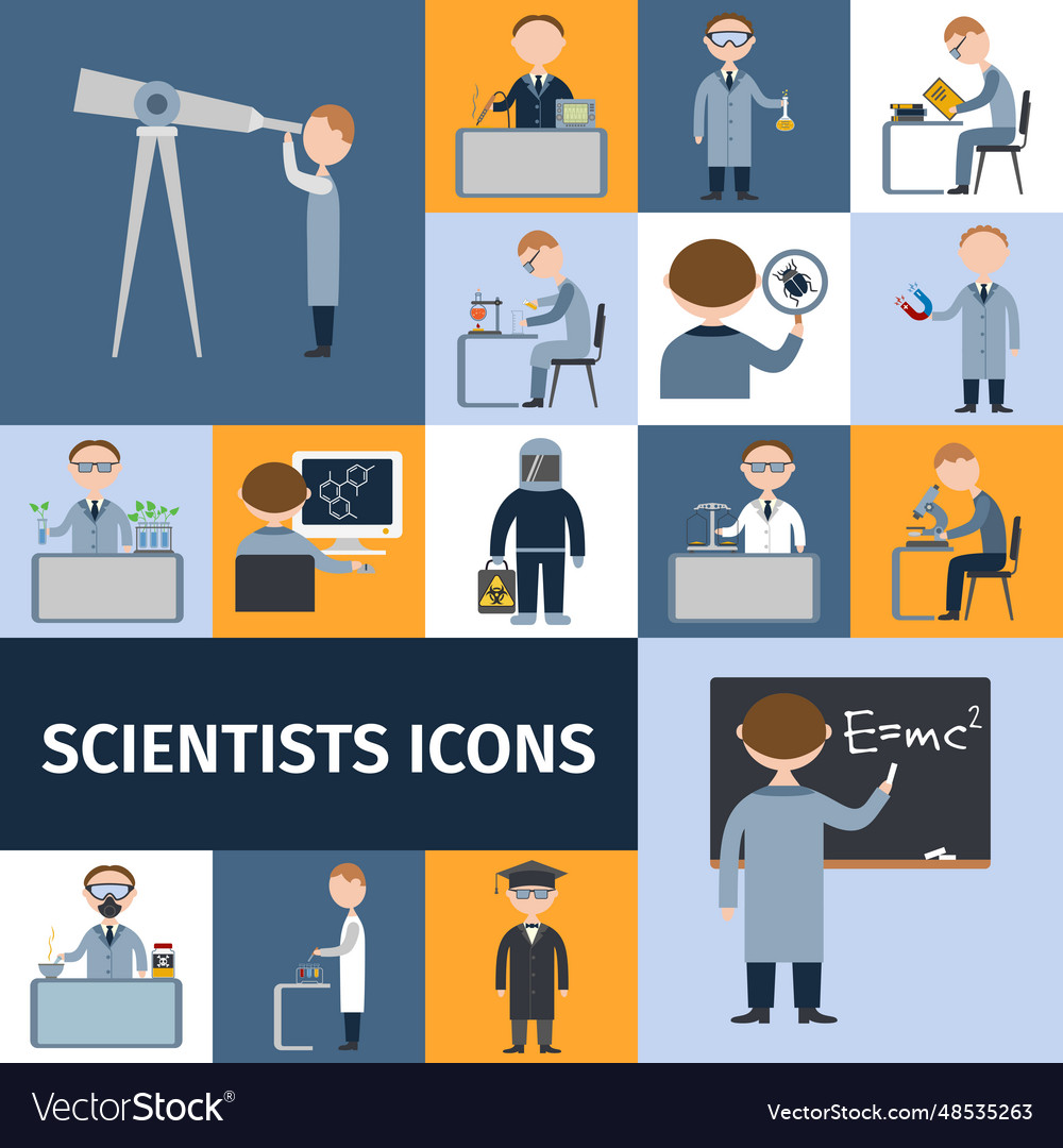 Scientists icon set Royalty Free Vector Image - VectorStock
