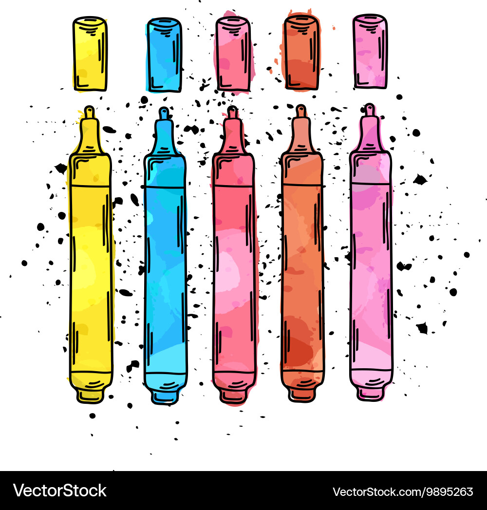 Set of markers for drawing Royalty Free Vector Image