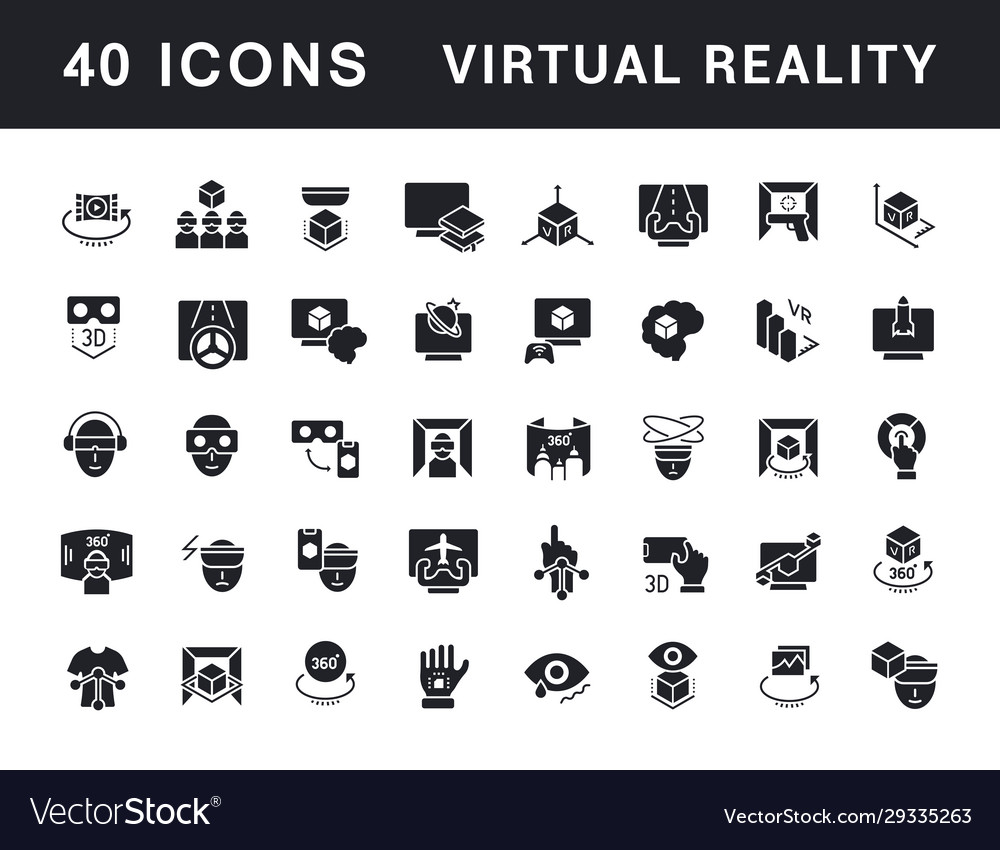 Set simple icons virtual reality Royalty Free Vector Image Set simple icons virtual reality Royalty Free Vector Image