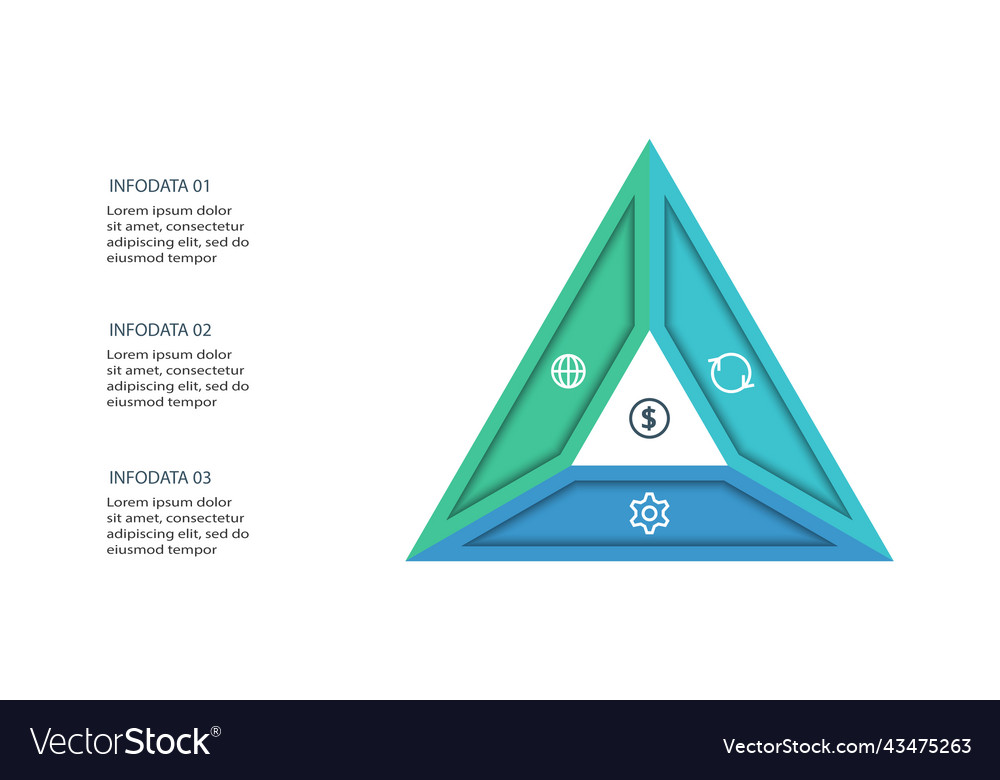 Triangle with 3 elements infographic template Vector Image