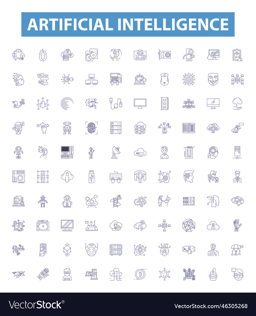 Artificial intelligence line icons signs set ai Vector Image Artificial intelligence line icons signs set ai Vector Image