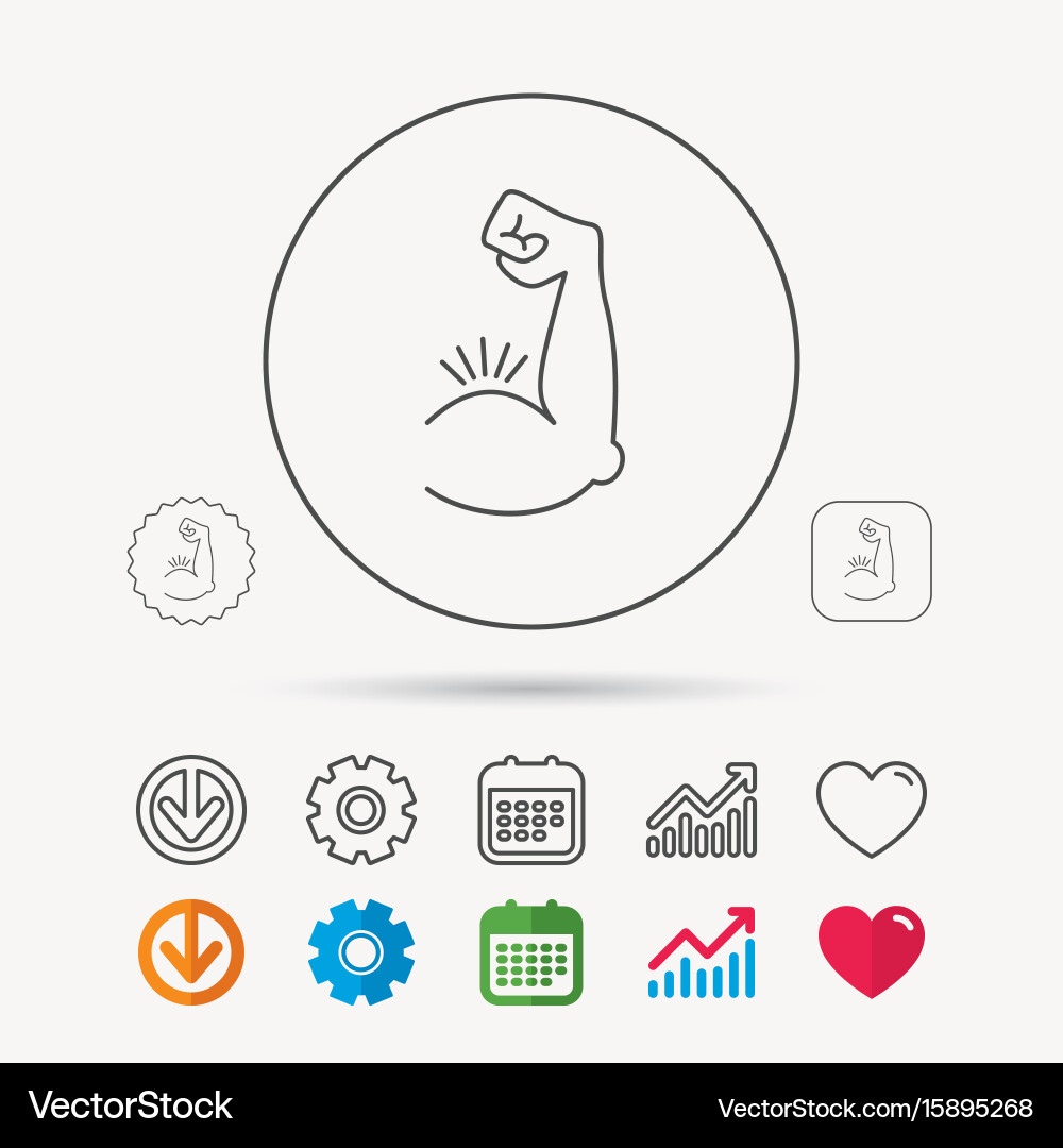 Biceps muscle icon bodybuilder strong arm sign Vector Image