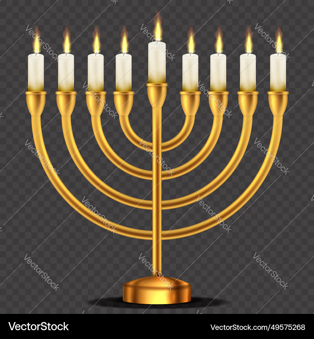 Burning candles in menorah on hanukkah Royalty Free Vector