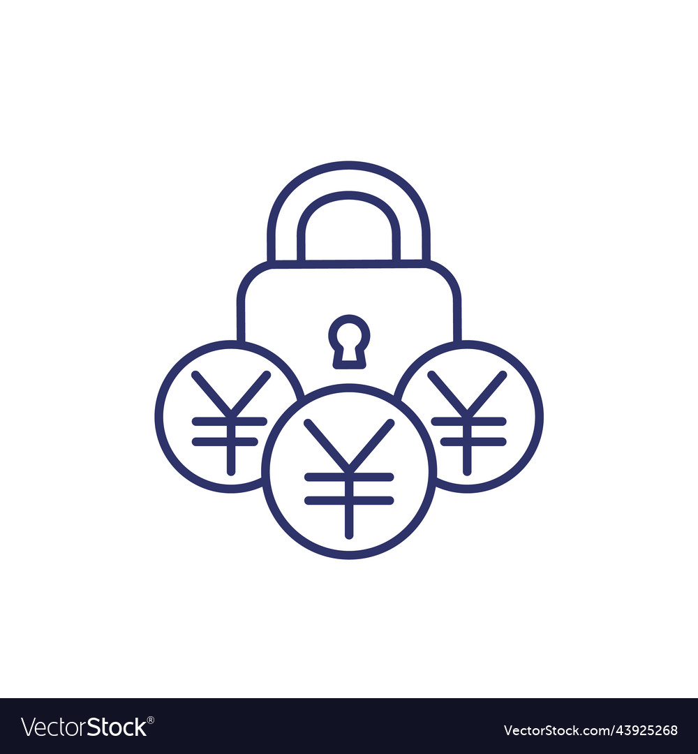 Fixed cost or price line icon with yuan Royalty Free Vector Fixed cost or price line icon with yuan Royalty Free Vector