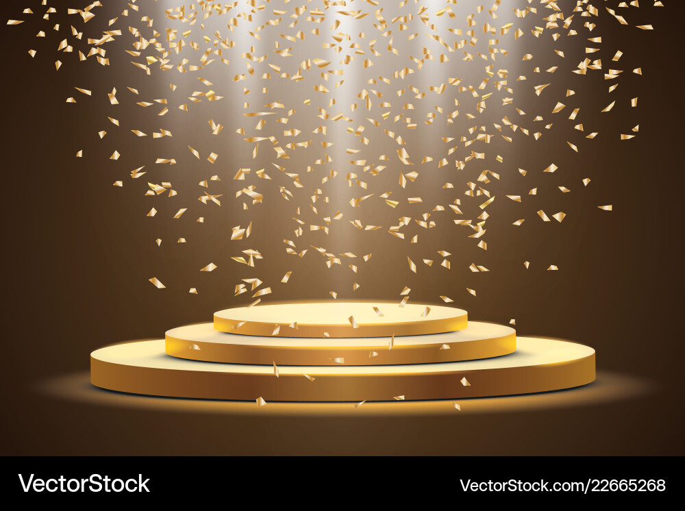 Golden podium with a spotlight on dark Royalty Free Vector