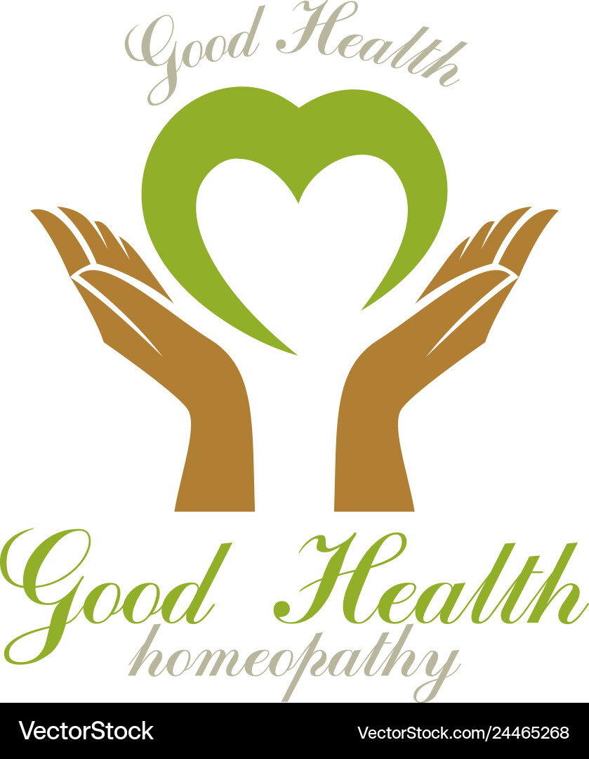 Heart shape composed with green leaves and caring Vector Image