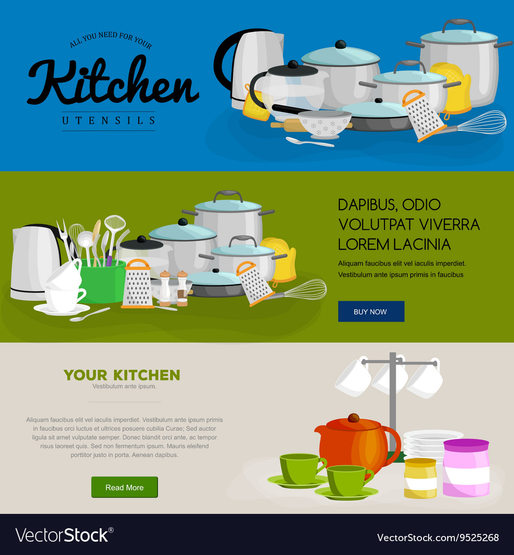 Kitchenware utensils set Royalty Free Vector Image
