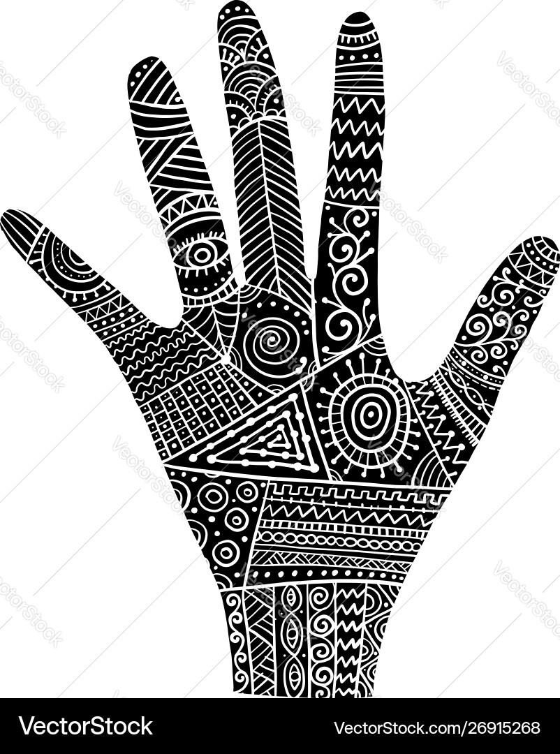 Ornate hand boho style sketch for your design Vector Image