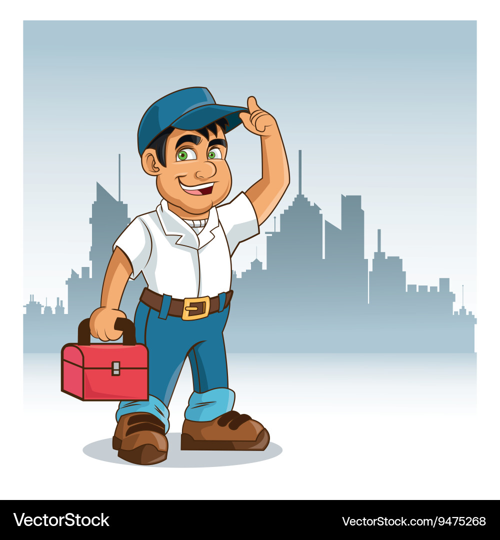 Plumbing service plumber cartoon design Royalty Free Vector