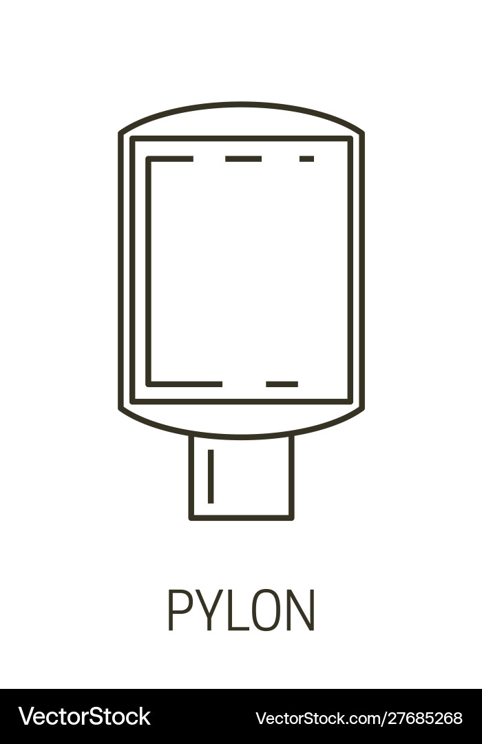 Pylon isolated line icon exterior or interior Vector Image