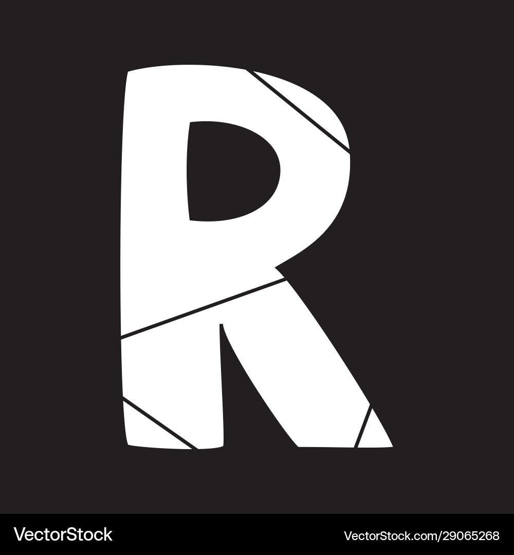 R white alphabet letter isolated on black Vector Image