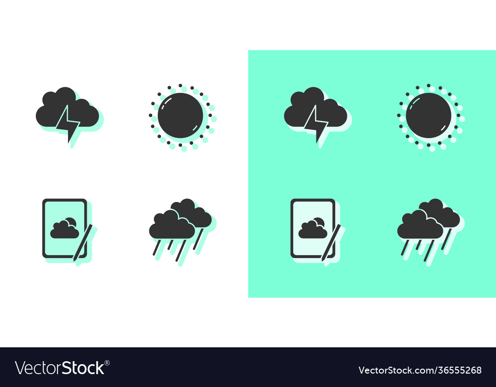 Set cloud with rain storm weather forecast Vector Image