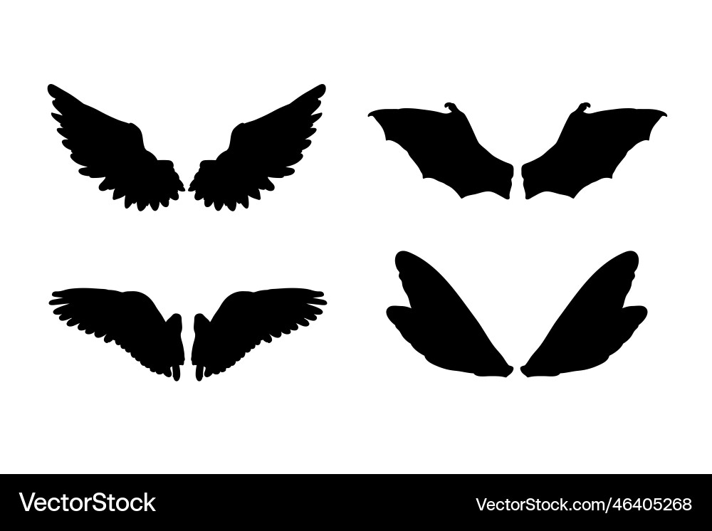 Set of silhouettes wings Royalty Free Vector Image