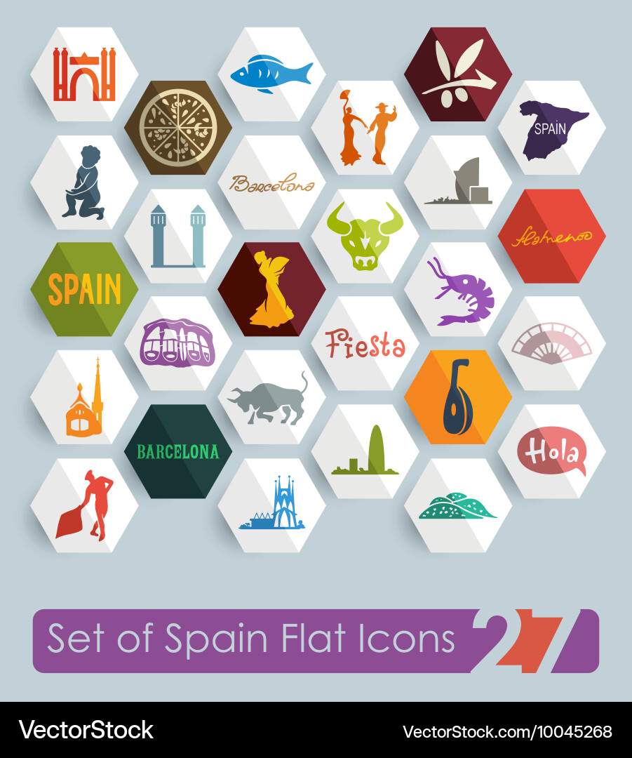 Set of spain icons Royalty Free Vector Image - VectorStock