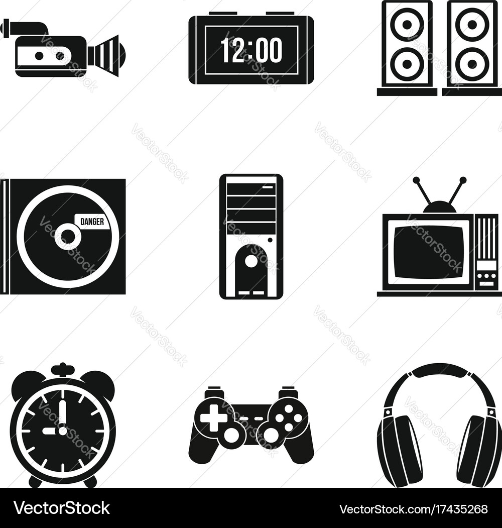 Soundtrack icons set simple style Royalty Free Vector Image
