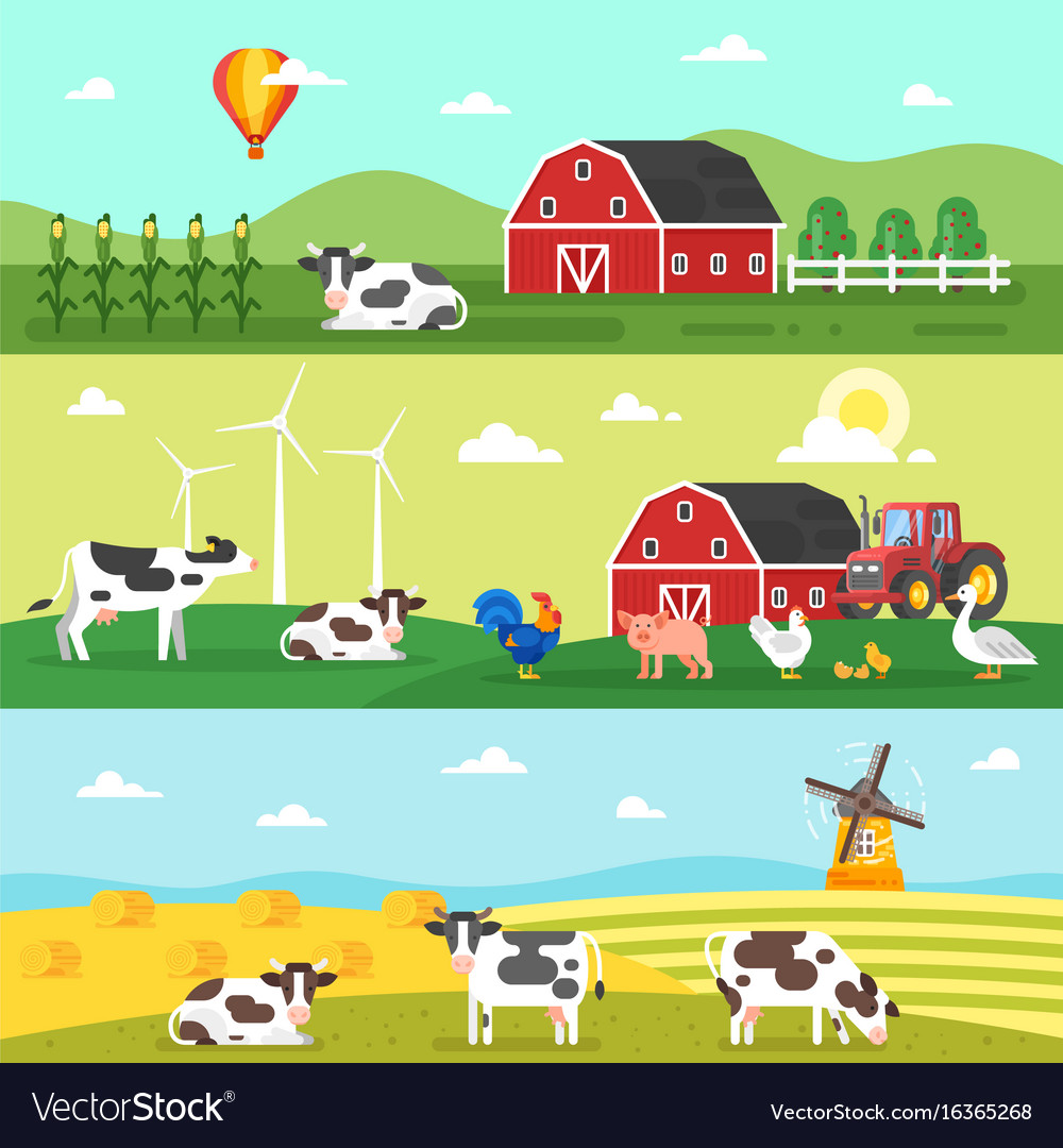 Web banner farm farmers animals Royalty Free Vector Image