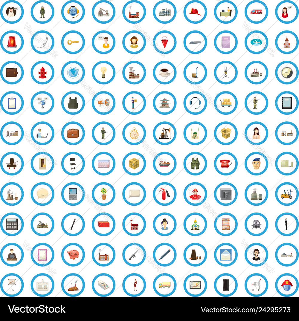 100 formation icons set cartoon style Royalty Free Vector