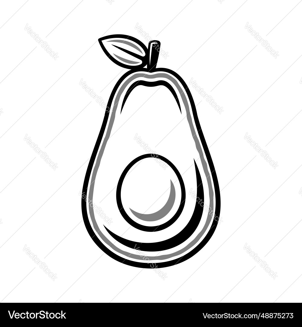 Avocado in vintage monochrome Royalty Free Vector Image