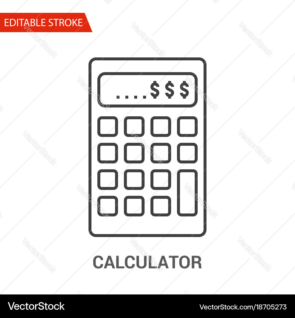 Calculator icon thin line Royalty Free Vector Image